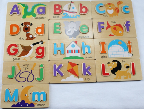 Melissa & Doug ABC Picture Boards Wooden Puzzles Letter Recognition ...