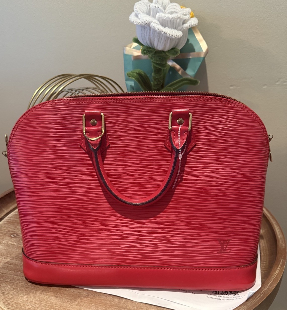 Louis Vuitton LV Alma Epi Rouge Red Top Handle Handba… - Gem