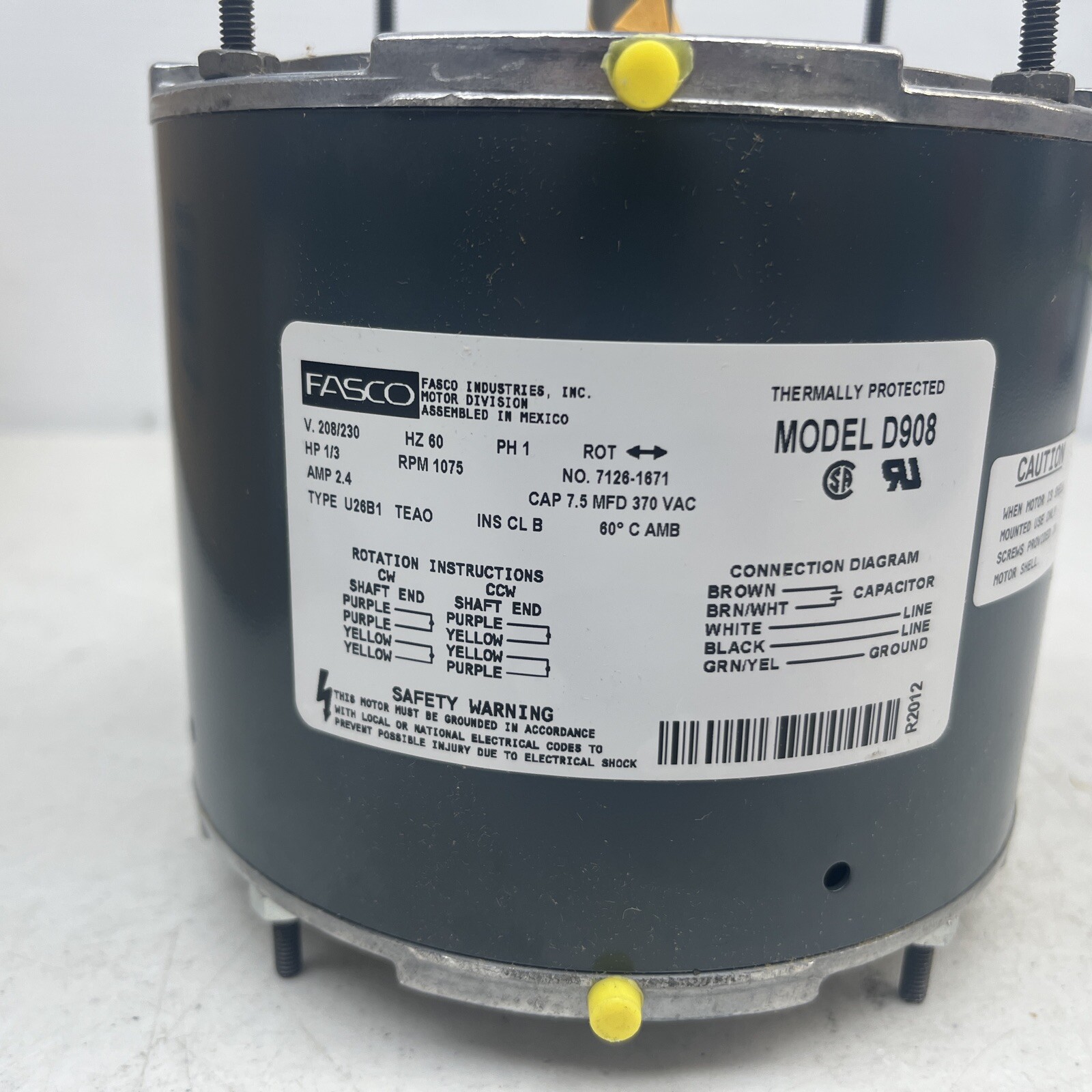 New D908 Fasco 1075 RPM Condenser Fan Motor 1/3 HP | eBay