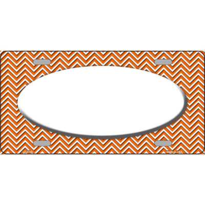 Orange White Chevron White Center Oval Metal License Plate Tag LP-2709 ...