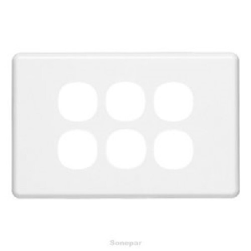 6 Gang Outlet Covers White 100 671 Excel White Double Gang Bevelled