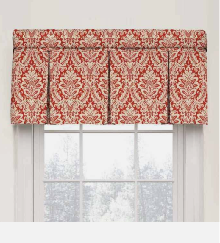 WAVERLY DONNINGTON BOX PLEAT ROD POCKET VALANCE RED 52" X 18" NEW | eBay