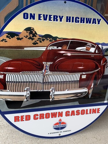 Vintage Style Standard Red Crown Gasoline Oil Steel Metal Top Quality ...