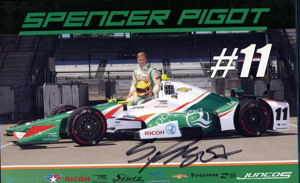 2017 SPENCER PIGOT signed INDIANAPOLIS 500 HERO PHOTO CARD INDY CAR ...
