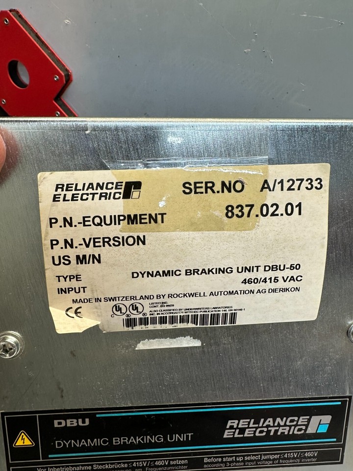 RELIANCE ELECTRIC 837.02.01A DYNAMIC BRAKING UNIT DBU-50, NEW FREE ...