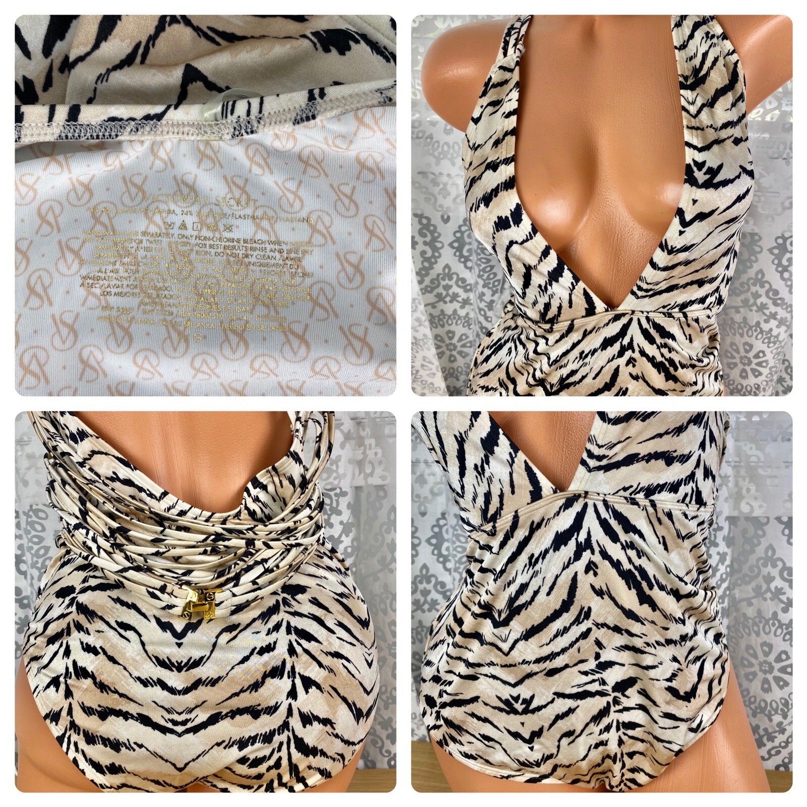 Victorias Secret Beach Sexy Leopard Strappy Swimsuit … Gem