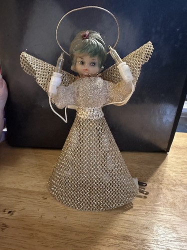 vintage 7" angel tree topper halo Christmas Gold, Doesn’t Work | eBay