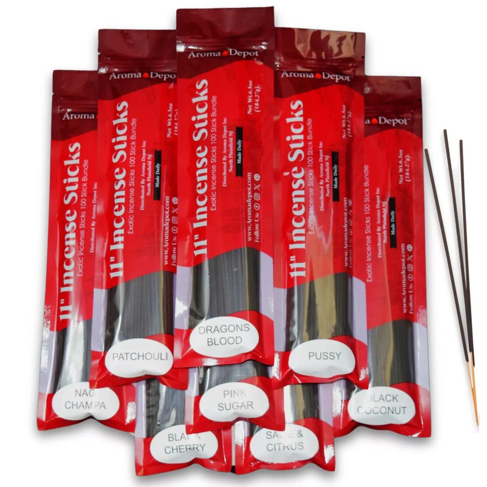 11'' Incense Sticks 100 Bulk Pack Hand Dipped Mix Match Wholesale Huge ...