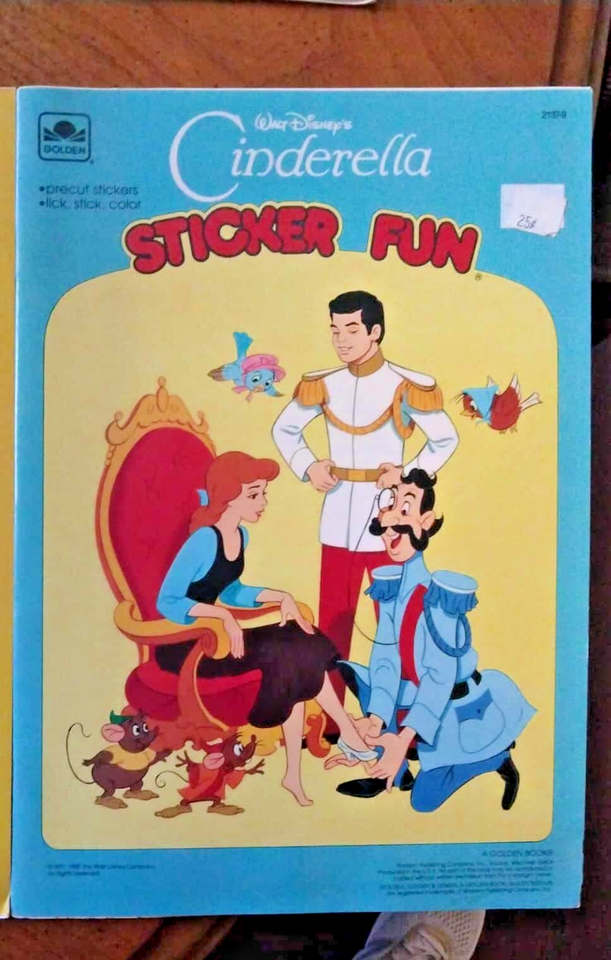 Golden Book Sticker Fun Barney, Disney Cinderella Activity Book Unused ...