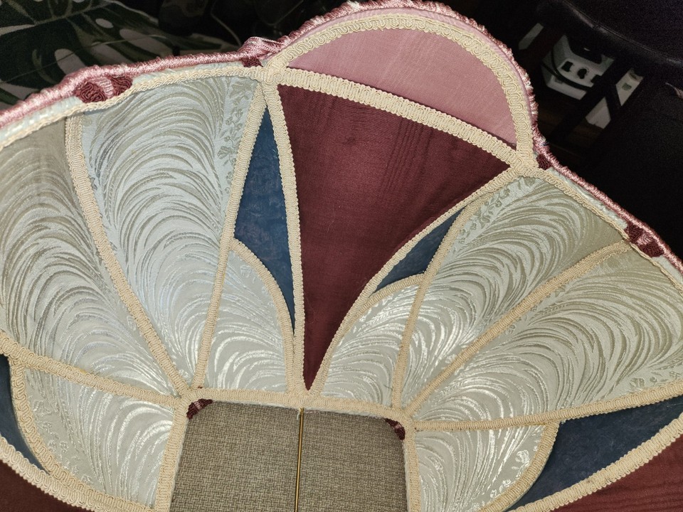 UNIQUE HUGE 26" Parlor Lamp Shade Victorian Deco Rose Fabric Fringe EUC ...