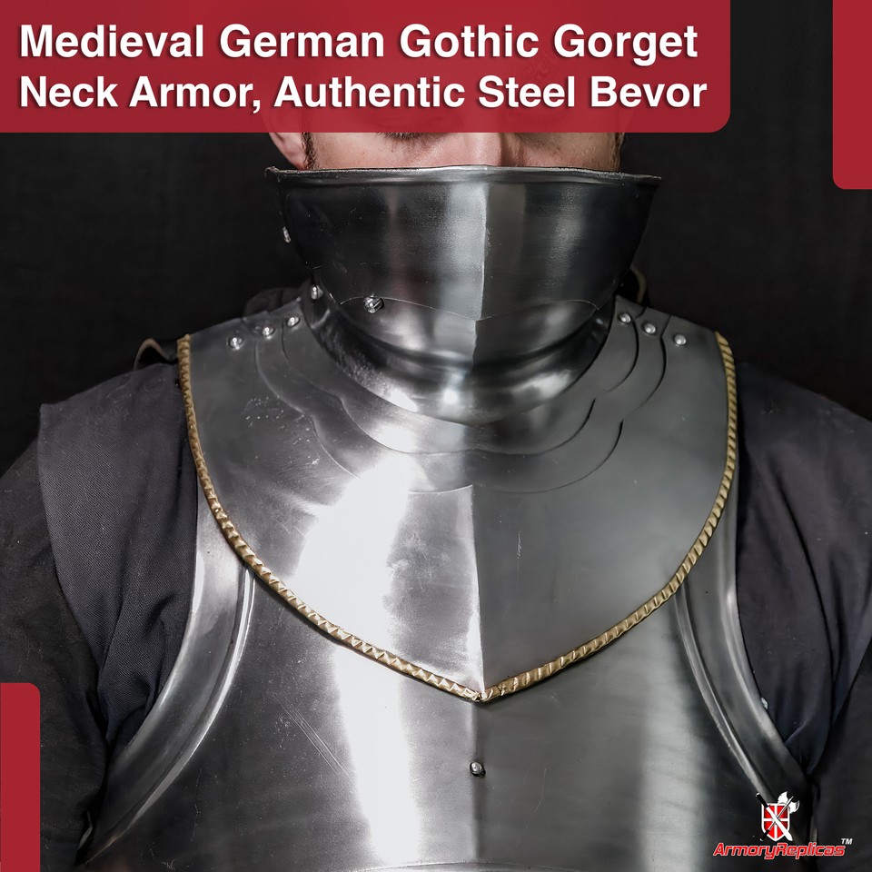 Medieval Larp Gothic steel Armor Suit Neck collar with bevor Armor ...