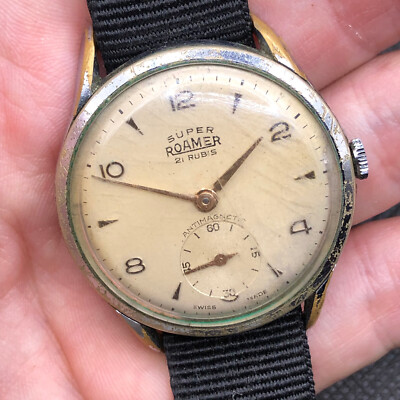 SUPER ROAMER Military Vintage Swiss Watch Manual Wind 37mm Cal. MST 402 ...