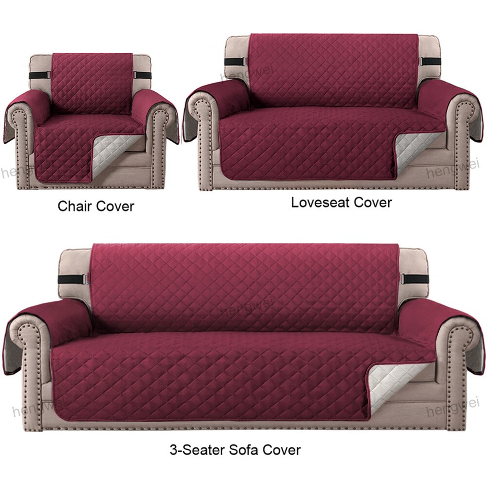 1/2/3 Seater Sofa Cover Reversible Quilted Chair Couch Slipcover ...