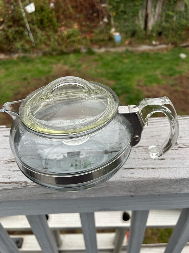 Vintage Pyrex Flameware 6 Cup Glass Coffee Tea Pot Kettle w/ Lid 8336 ...