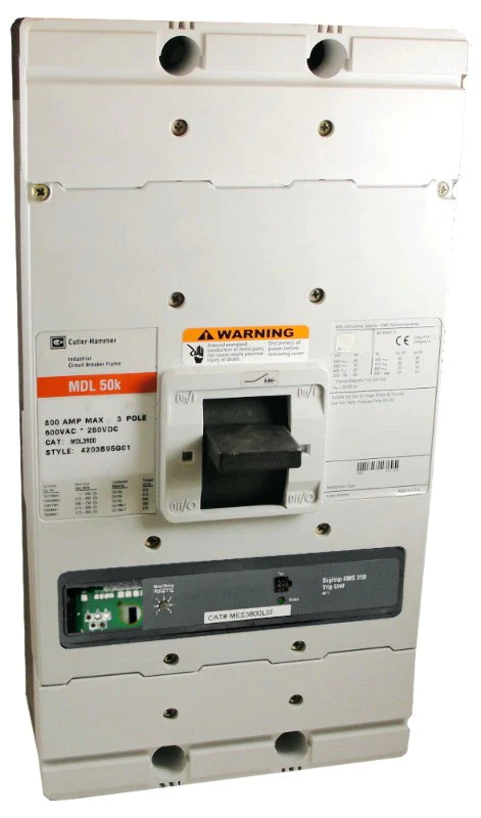 Eaton Cutler Hammer MDL3800F w/ MES3800LSI 800 Max Circuit Breaker ...