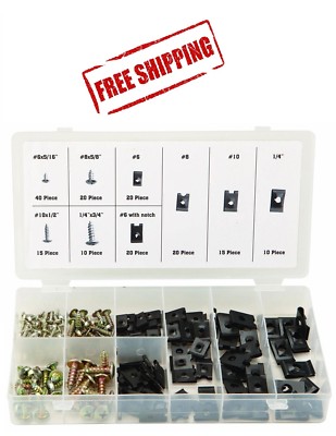 170 Panel Clip Set Car Door U Clip Screw Assortment Dash Trim Metal ...