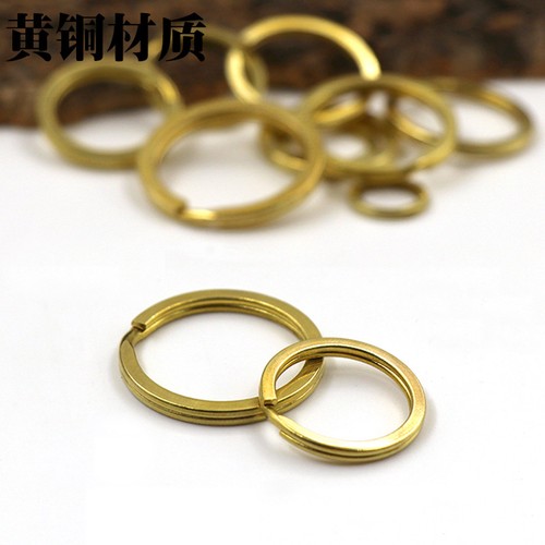Solid Brass Flat Keyring Split Key Rings Hoop Loop Keychain 15 20 25 30 ...