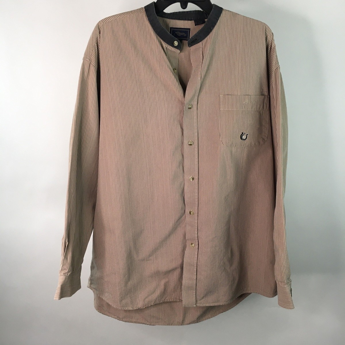 Western Banded Collar Shirt Men's Western Shirt Embroidered Button Up