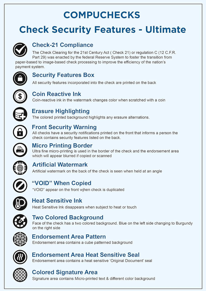 - 100 High Security Blank Check Stock Paper - Checks on Top - Print ...