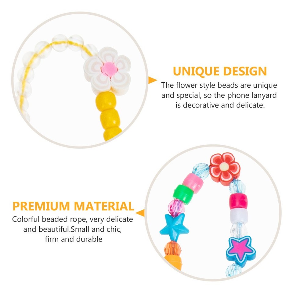 2 Pcs Decorative Phone Ropes Anti-theft Lanyard Beaded Charms Strap ...