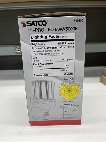 Satco S49395 - 80 Watt LED HID Replacement - 5000K - Extended Mogul ...