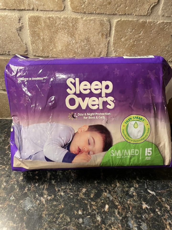 Sleep Overs by Cuties Diapers Size S/M Overnight Underwear Pull Up 15 ...