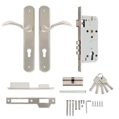 Front Door Handle and Deadbolt Lock Set for Screen/Storm Door Brushed ...