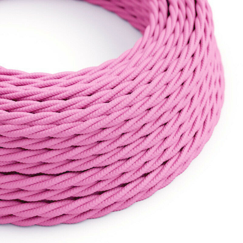 2/3 Core Twisted Braided Fabric Cables Vintage Style Coloured Wire Lamp ...