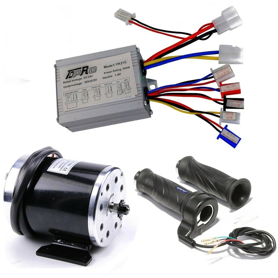 24V 500W Brush Electric Motor Kit Controller for E-bike Razor E300 ATV ...