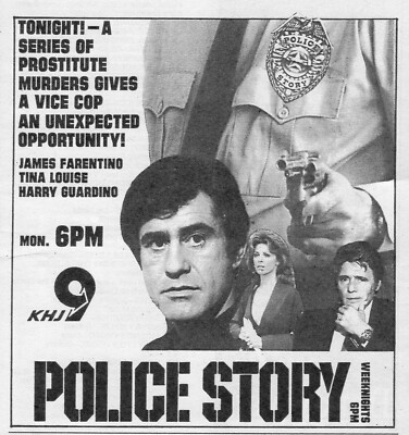 1986 TV AD POLICE STORY GUEST STAR TINA LOUISE ~ JAME FARENTINO & HARRY ...