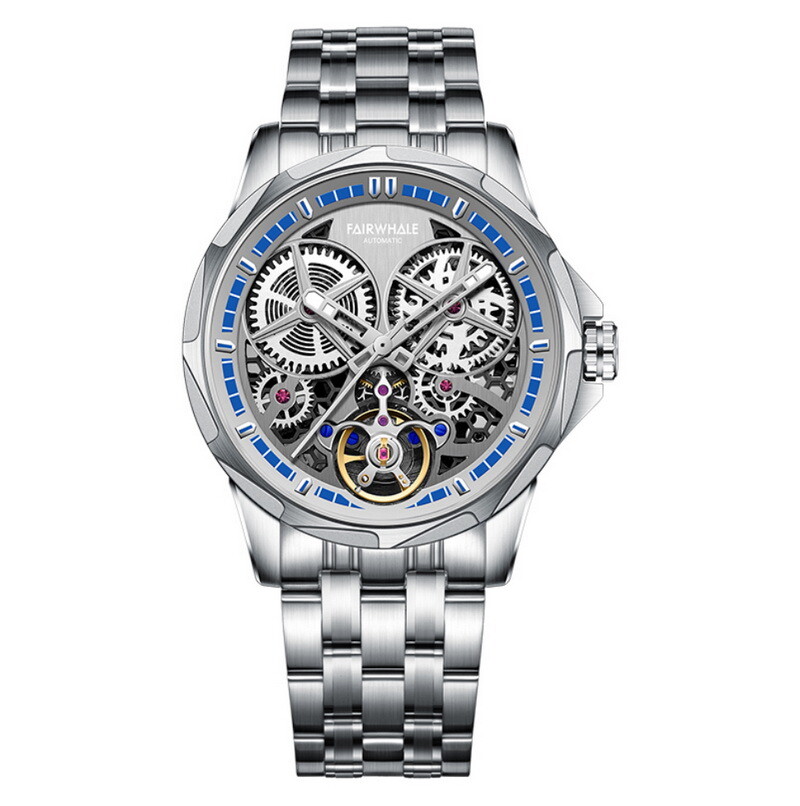 MARK FAIRWHALE Gear Style Dial Luminous Tourbillon Automatic Mechanical ...
