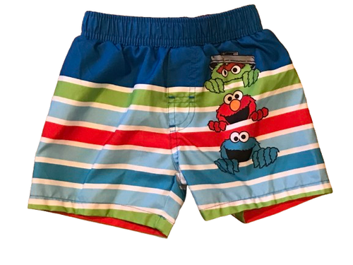 Boy's 12 Month Swim Trunks Sesame Street w/ liner Elmo Cookie Monster ...