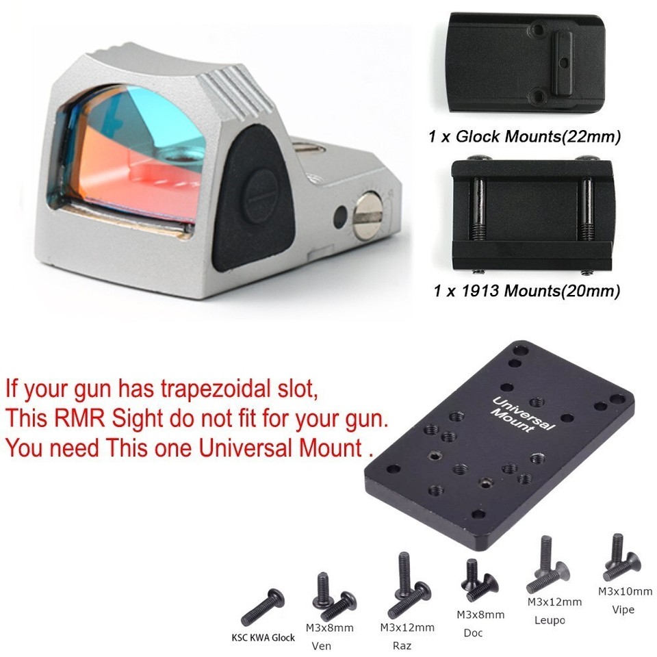 Tactical RMR Reflex Red Dot Sight Scope for Pistol Glock 17 19 with ...