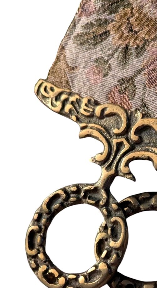 Vtg Tapestry Bell Pull Corona Decor Pink Cream Floral Brass Ring | eBay