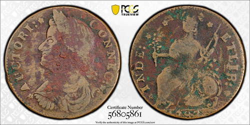 1787 US CONNECTICUT 1/2 Penny Cooper Coin Draped Bust Left PCGS VF ...