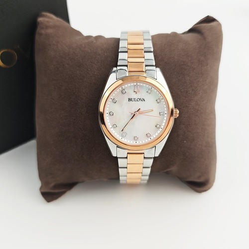 Bulova Surveyor 98P207 Women's Mother of Pearl White Dial Rose Gold ...