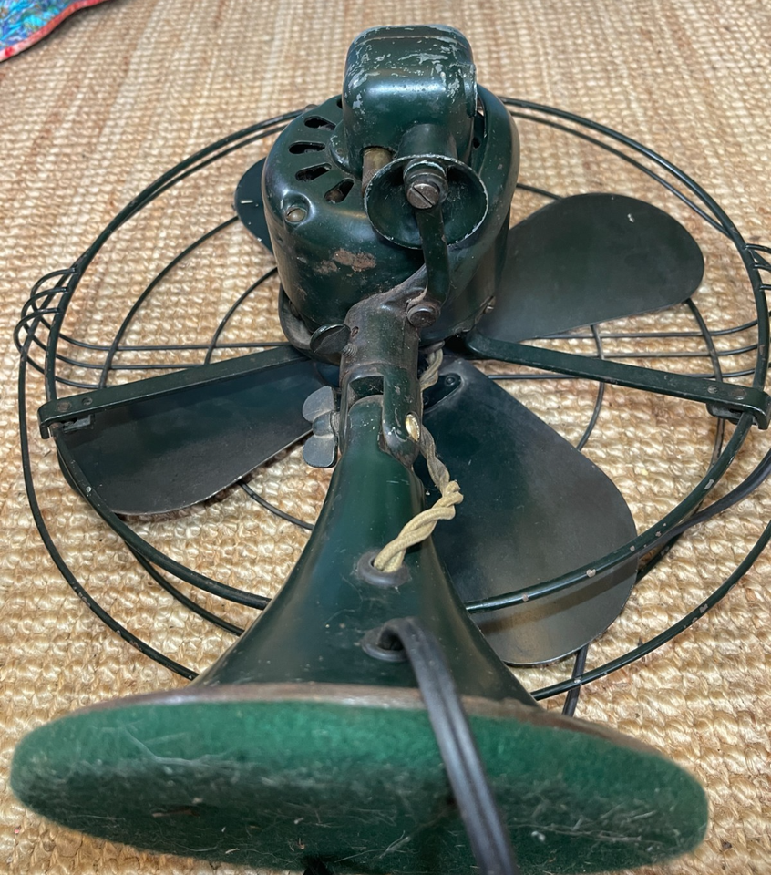 GE 75425 Fan, Hunter Green, 4 X 16" Painted Brass Blades, Oscillator | eBay