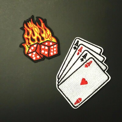 Casino Gambling Patch, Good Luck Iron-On/Sew-On Embroidered Motif ...