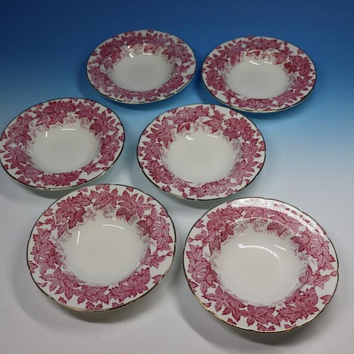 Coalport Bone China Pink Maple Leaf Fern 4891/B - 6 Soup Bowls - 7½ ...