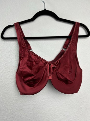 OLGA Womens Signature Support Satin Underwire Bra Sz 38D Oxblood Red ...