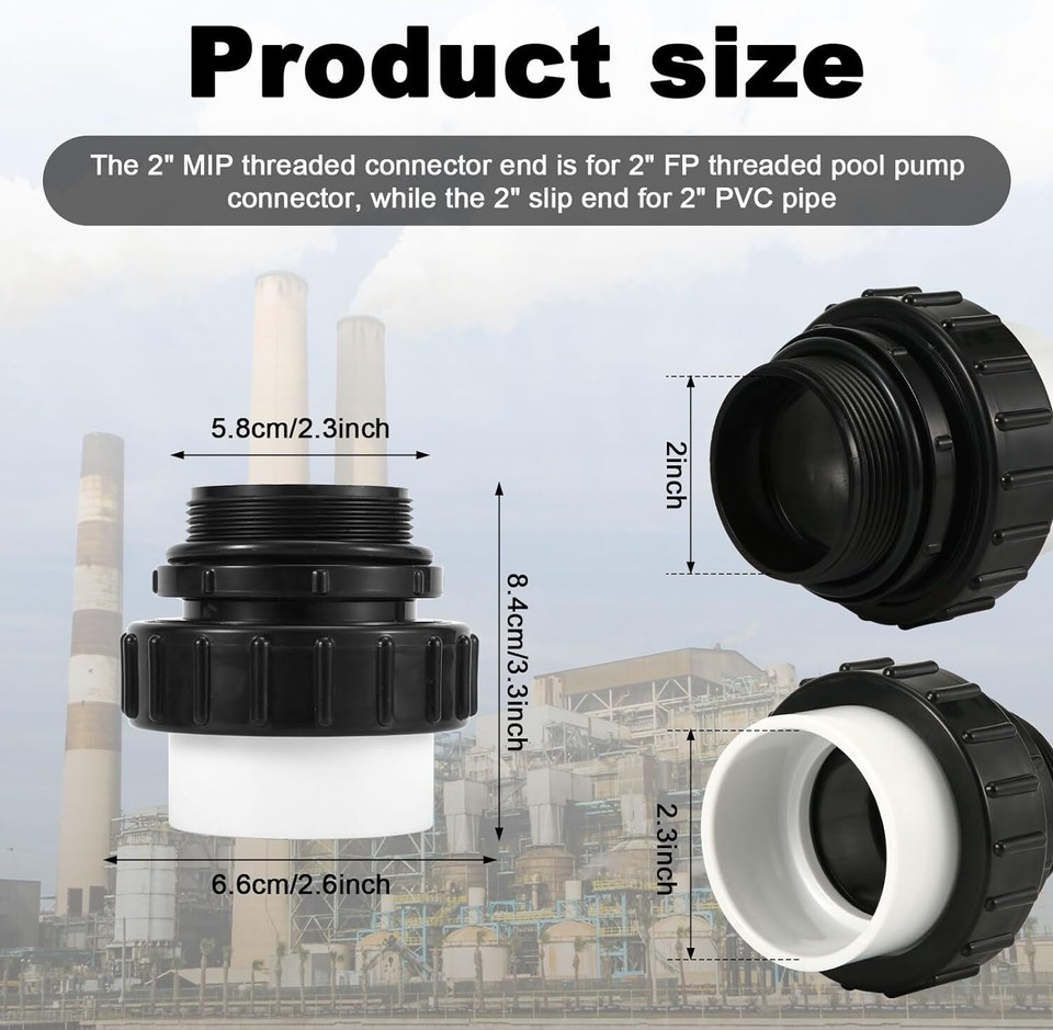 2pcs Hi-Temp Union, 2" MIP x Slip PVC Coupling Compatible with All ...