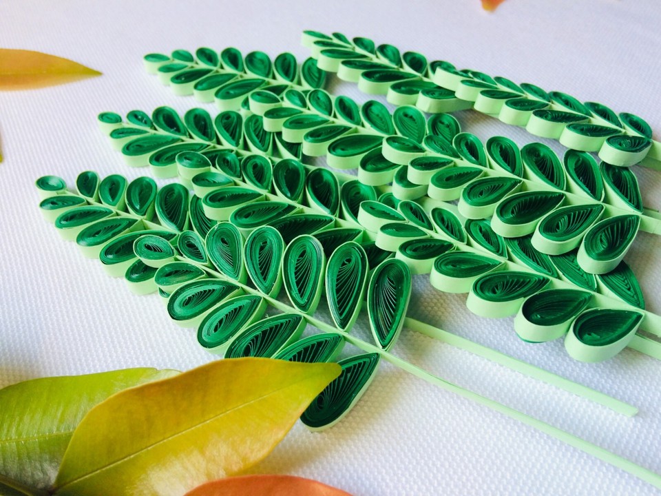 Paper Quilling leaves handmade for decorate cards wall deco 10 lot | eBay