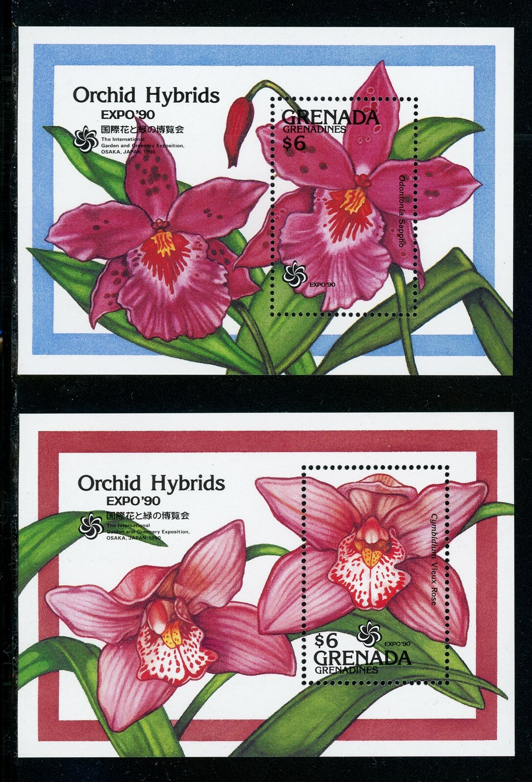 Grenada Grenadines Scott #1152-1153 MNH S/S Flora/Flowers Orchid EXPO ...