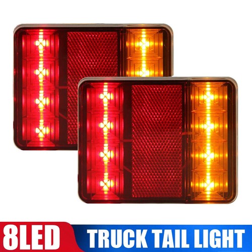 A Pair 8-LED Tail Light Car Truck Trailer Stop Rear Turn Indicator ...