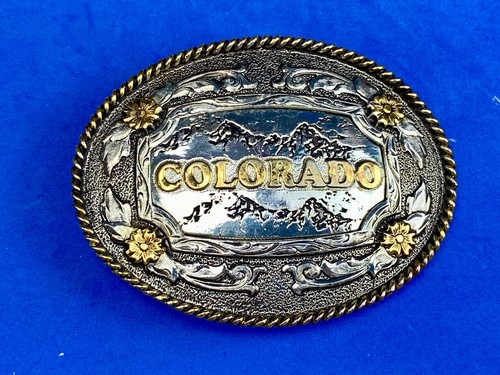 The great state of COLORADO- BEAUTIFUL mixed metal BELT BUCKLE CO ...
