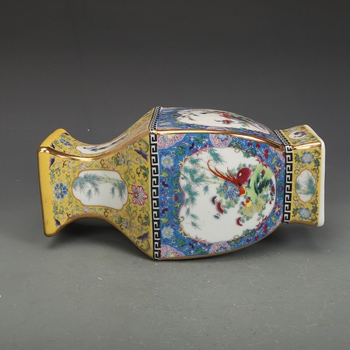 9.4" Chinese Qing Colour Enamels Porcelain Flower Animal Bird Four ...