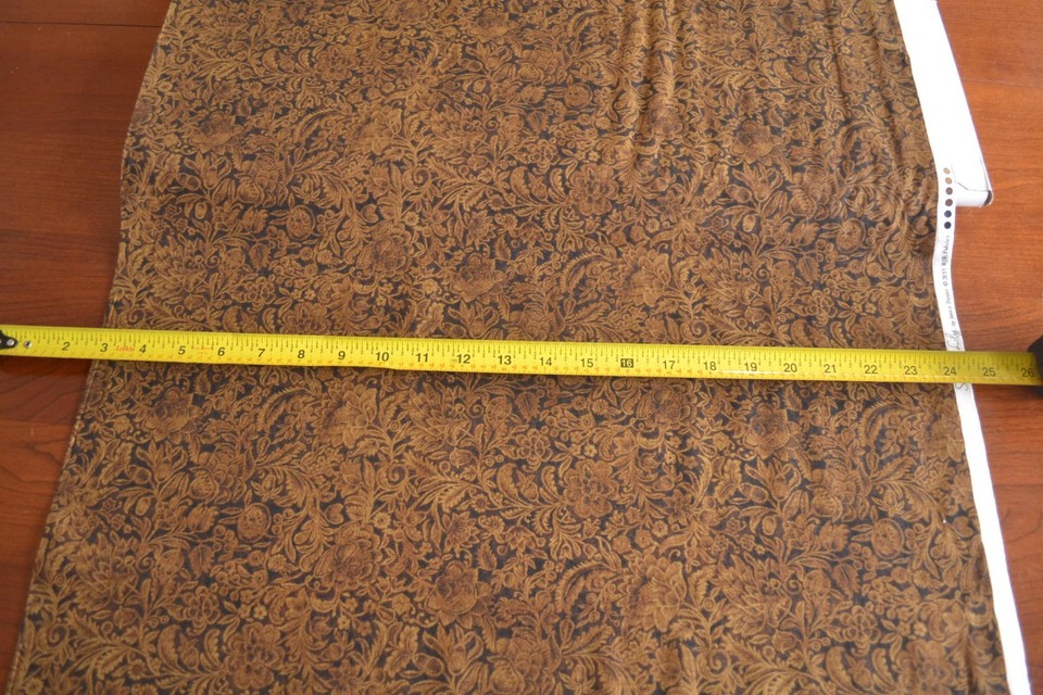 By 1/2 Yd, Brown Floral on Black Quilt Cotton, RJR, Jinny Beyer/Summer ...