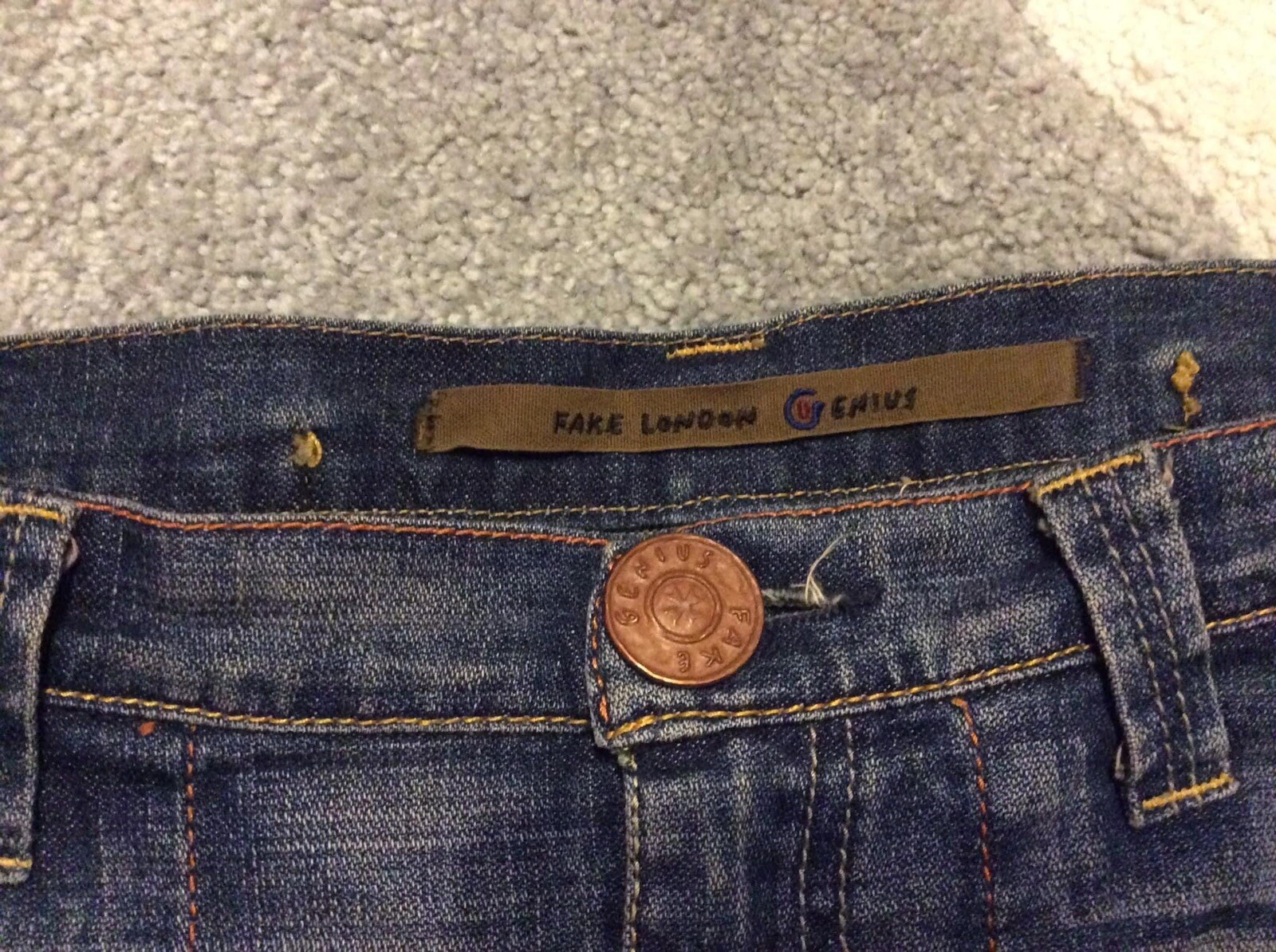 Fake London Genius Designer Denim Mini Skirt 28 Worn… - Gem