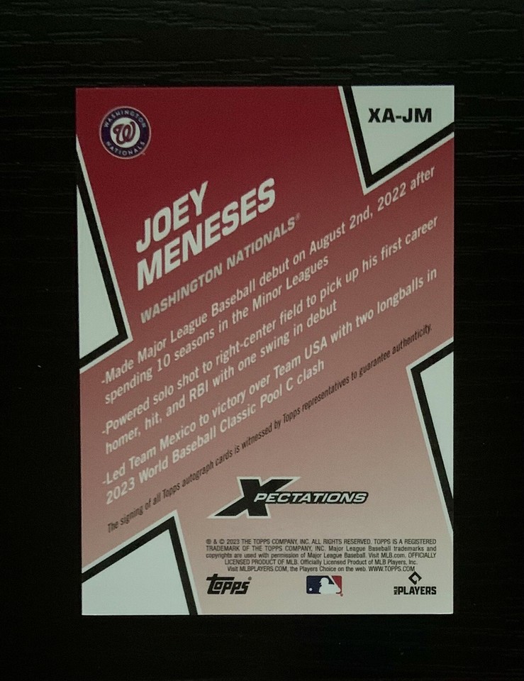 Joey Meneses Rookie Card Auto 2023 Topps Xpectations /99 Nationals | eBay