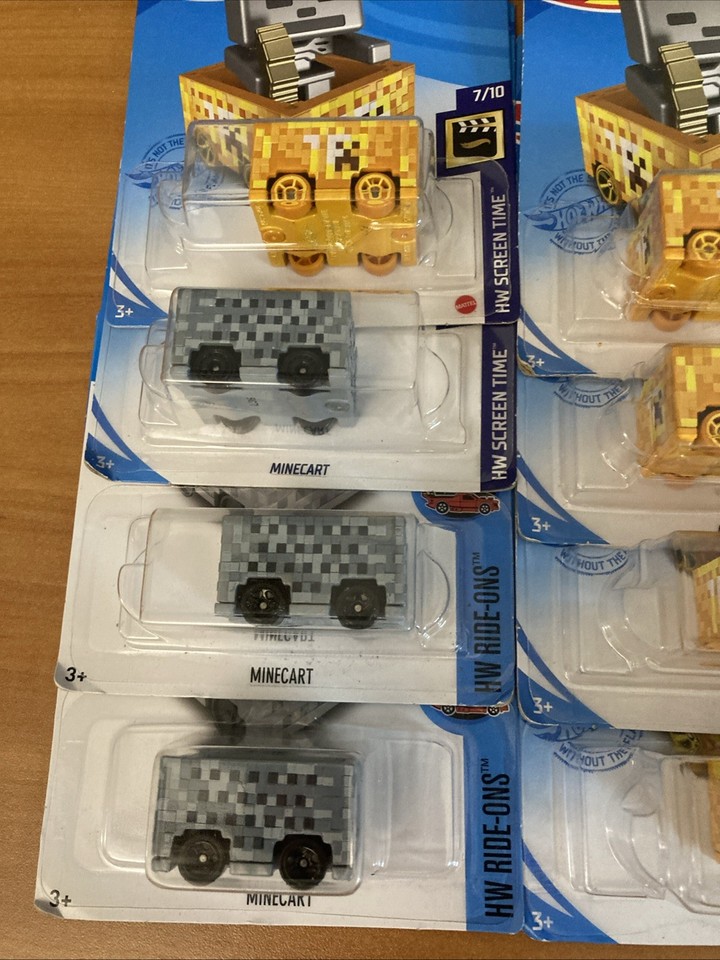 Lot of 8 2021 Hot Wheels Car Minecraft Minecart Orange Gray SCREEN TIME ...